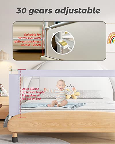 Bed Rails for Toddlers 59" L, Toddler Bed Rails with Breathable Fabric, Infant Safety Bed Guardrail, Bed Rail for Twin Bed, Bed Safety Rails for Children (Gray-One Side)