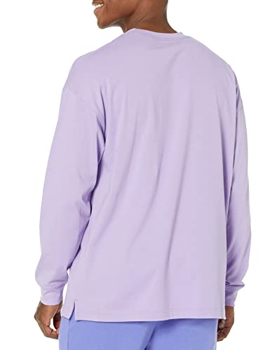 Amazon Essentials Men's 100% Organic Cotton Oversized-Fit Long-Sleeve T-Shirt, Purple, Large