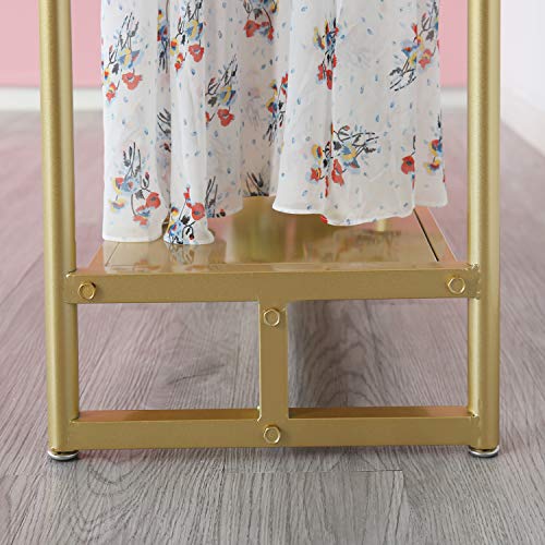 HOMEKAYT Gold Clothing Rack Modern Boutique Display Rack with 2-Tier Shelf Full Metal Garment Rack Multiple Uses Hanging Rack for Home and Retail (47.2ββL)