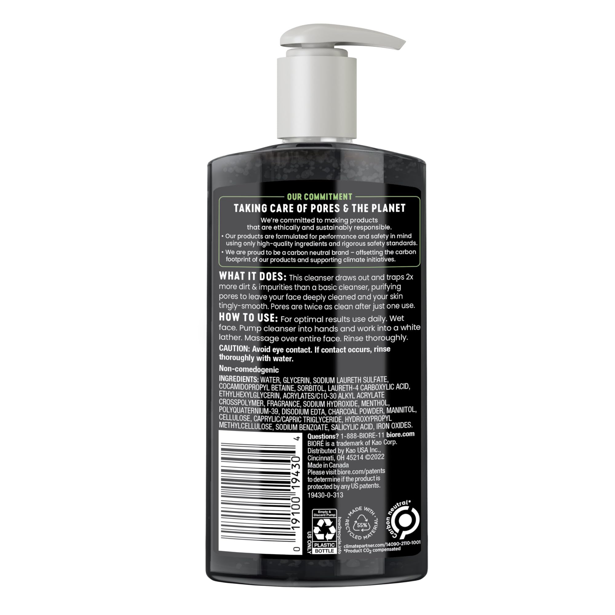 Bioré Deep Pore Charcoal Face Wash, Facial Cleanser for Dirt and Makeup Removal From Oily Skin, 6.77 Ounce