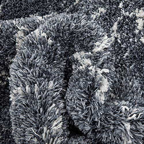 Well Woven Bissi Blue Super Thick & Soft Moroccan Shag Area Rug 5x7 (5'3" x 7'3")