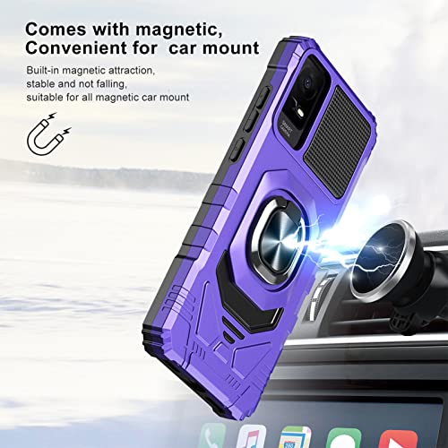 Ailiber for TCL ION X Phone Case, TCL ION V Case with Screen Protector, Ring Kickstand for Magnetic Car Mount, Military Grade, Heavy Duty Shockproof Protective Cover for TCL IONX/TCL IONV-Purple