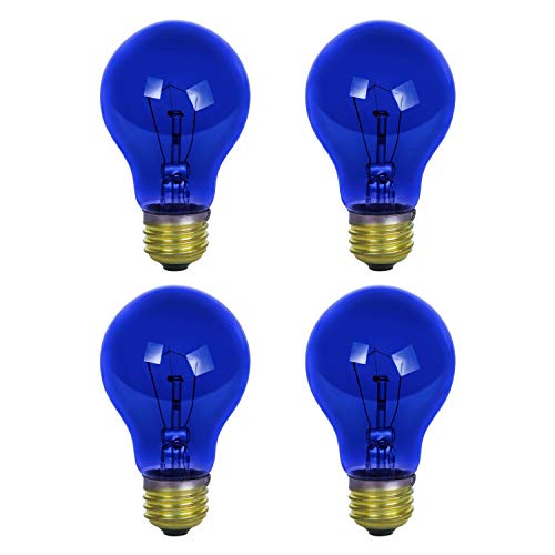2 Pack of Sunlite 25 Watt A19 Colored, Medium Base, Transparent Blue