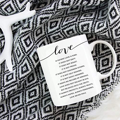 Andaz Press Modern Christian Bible Verses 11oz. Coffee Mug Gift, Love Always Protects, Always Trusts, Always Hopes, Always perseveres. Love Never Fails. 1 Corinthians 13:4-8, 1-Pack