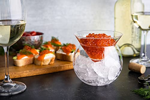 Kook Glass Caviar Chiller Server Set, Serving Dish with Ice Holder, for Shrimp, Appetizers, Liquor, Martinis and Cocktails, Dishwasher Safe, 5 oz Bowl, Set of 2