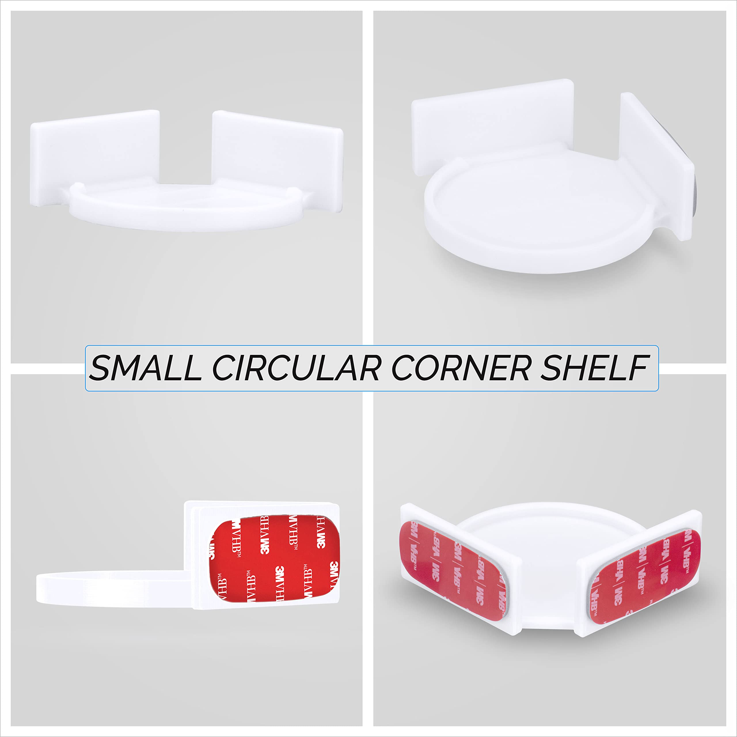 Mini Circular Corner Shelf Mount for Security Cameras, Baby Monitors, Speakers, Plants & More, Universal Holder, Strong Adheasive, No Mess, Screwless by Brainwavz (White)