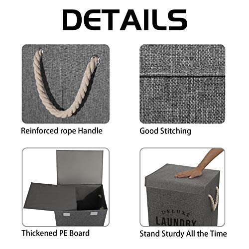 U Trip Laundry Basket with Lid, 85L Large Deluxe Laundry Baskets - Collapsible Foldable Laundry Hamper Big Storage Basket Bin for Clothes Washing Bedroom Organizer Toy Collection (Dark Grey)