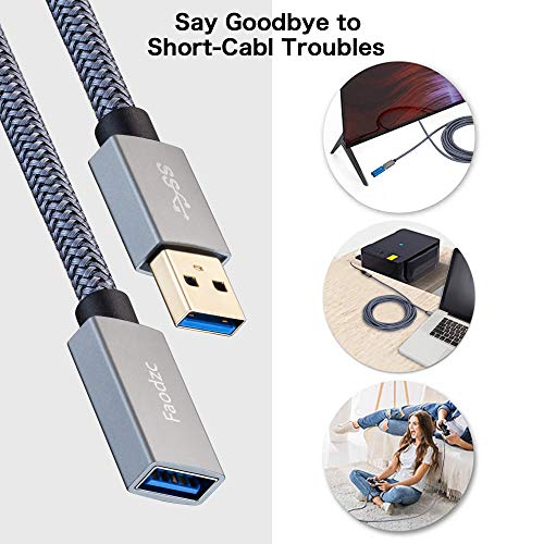 Faodzc USB 3.0 Extension Cable 20 ft,Long USB Extension Cable Type A Male to A Female 5Gbps Data Transfer Compatible with Keyboard,USB Flash Drive,Playstation,Mouse,Hard Drive and More