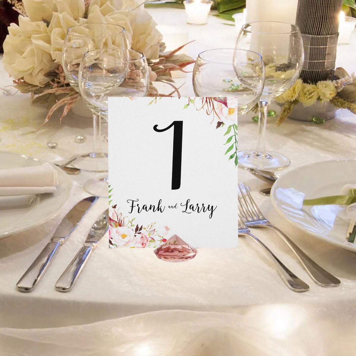 AiFanS Diamond Place Card Holders, Rose Gold Table Number Holders (12Pcs) - Elegant Acrylic Crystal-Like Design for Weddings and Events