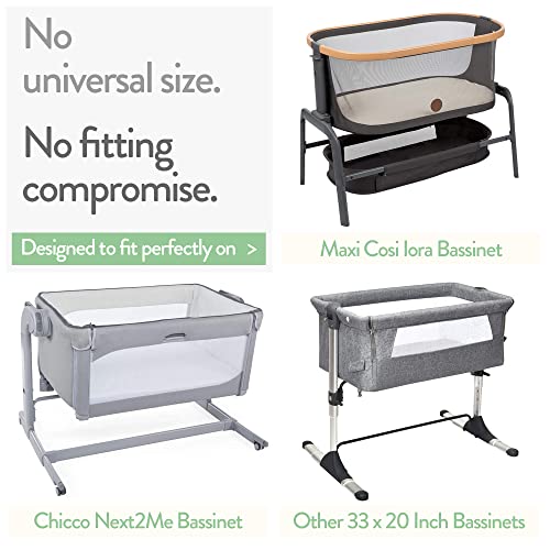 Bedside Sleeper Bassinet Fitted Sheets 33x20 for Maxi COSI Iora, Koola Baby, Baby Joy, Angelbliss, Kidsclub Bedside Bassinet – 100% Jersey Cotton – Light + Dark Sage Green – 2 Pack