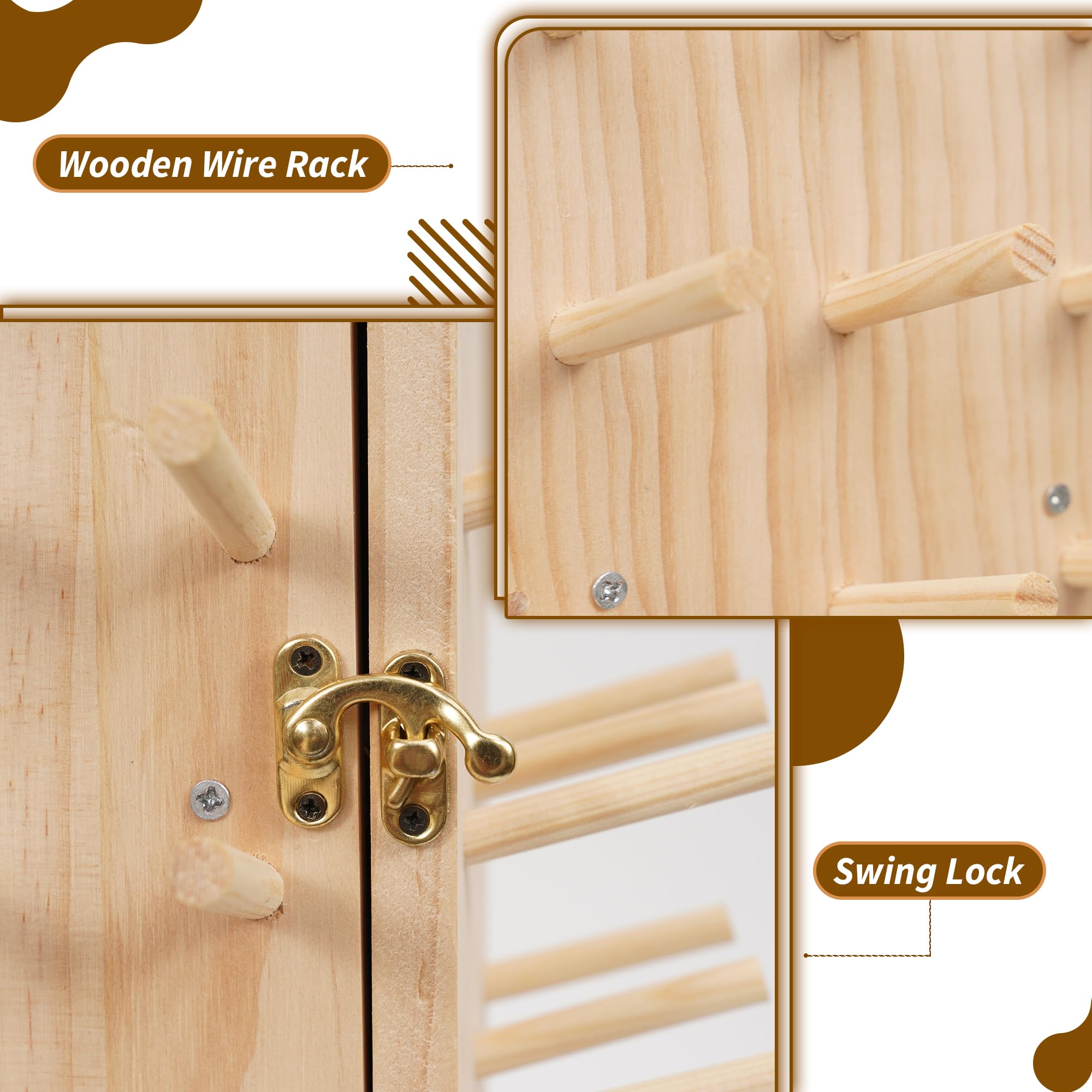 360° Fully Rotating Wooden Thread Holder,Embroidery Thread Organizer,Thread Rack for Sewing with 84 Spools,Thread Braiding Holder Storage for Quilting, Embroidery,Hair-braiding and Jewelry