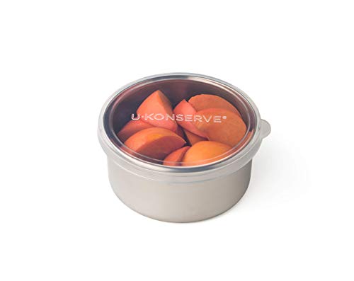 U-Konserve Stainless Steel Round Food-Storage Lunch Container 9oz - Clear Silicone Lid - Leak Proof and Airtight - Dishwasher Safe - Plastic Free