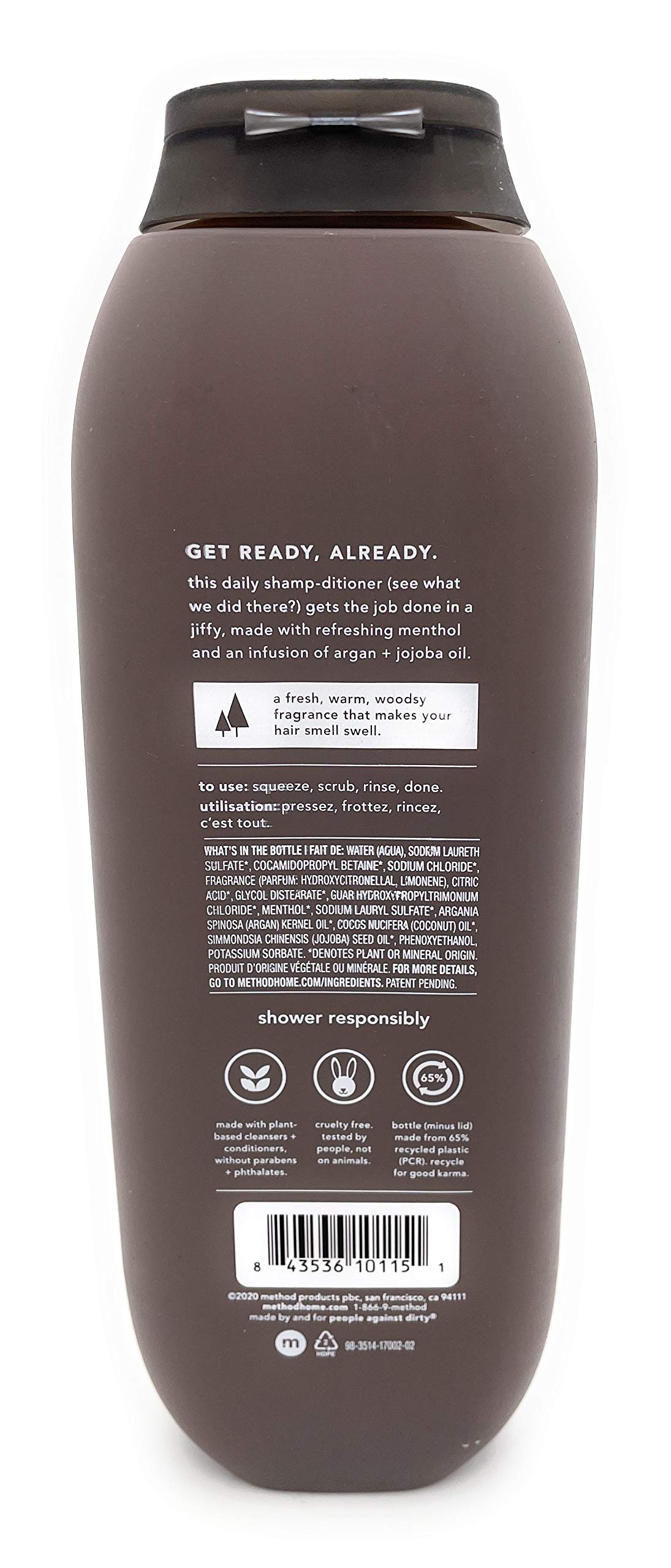 Men’s 2-in-1 Shampoo + Conditioner Bundle - Method Men Cedar + Cypress 14 Fl Oz and Travel Size 3.4 Fl Oz Bottles (2 Items)