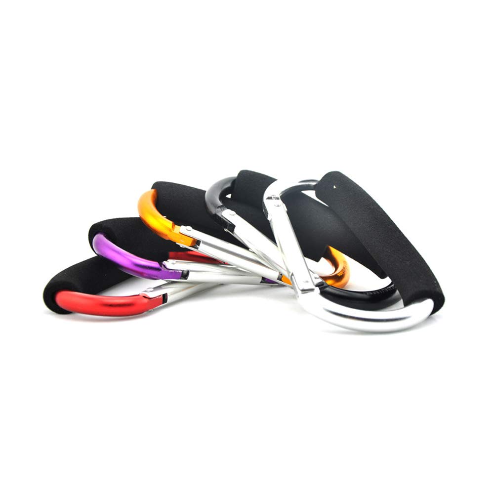Baby Stroller Hooks Clips,Mommy Hook Stroller Accessory Clip,2Pcs Universal Mom Strollers Diaper Storage Bag Hooks Wallet Shopping Bags Spring Snap Keychain Clip Hook D Ring Spring Clips(Black)