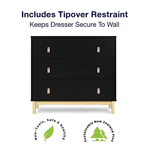 babyGap by Delta Children Legacy 3 Drawer Dresser with Leather Pulls - Greenguard Gold Certified, Ebony/Natural