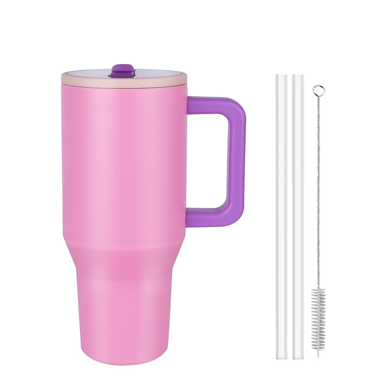 32 oz Tumbler with Handle Flip Straw | Rubber Base Straw | 100% Leak Resistant Water Bottle | Insulated Cup Reusable Stainless Steel Water Bottle Travel Mug (Riptide, 32oz)