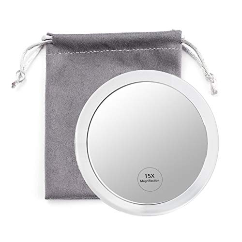 Glam Hobby15X Magnifying Mirror β Use for Makeup Application - Tweezing β and Blackhead/Blemish Removal β 6.3 Inch Round Mirror with Three Suction Cups for Easy Mounting