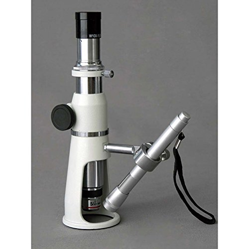 AmScope H20 Handheld Stand Measuring Microscope, 20x Magnification, 17mm Field of View, Includes Pen Light