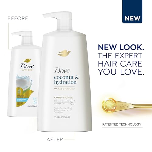 Dove Ultra Care Coconut & Hydration Conditioner for Dry Hair with Jojoba and Sweet Almond Oils, 25.4 oz