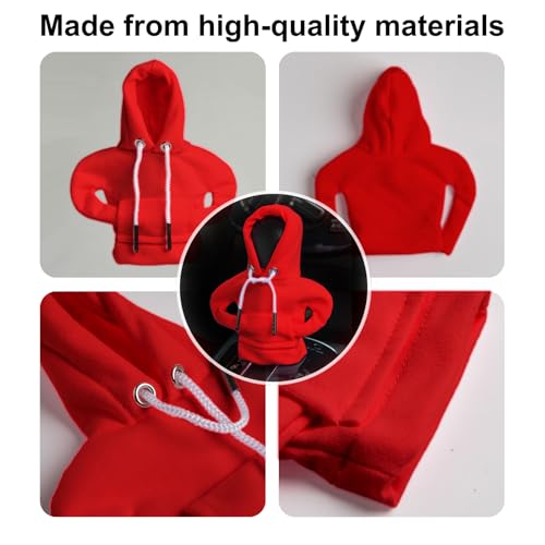 2Pcs Car Shift Knob Hoodie,Gear Shift Hoodie,Funny Sweater Hoodie for Gearshift,Automotive Interior Accessories(Red and Gray)