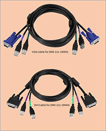 Crystal Image Technologies - 1U 19" Rackmount Monitor with 8 Port KVM Switch, 1440 X 900, 8 VGA/USB Cables Included, Part#RM-131-19W-801, 3 Year Warranty
