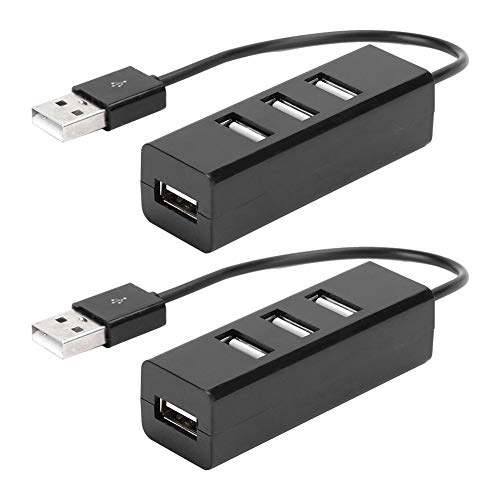 Salaty 4‑Port Hub, USB2.0 Hub 2Pcs Plug and Play for Notebooks(4USB Interface-Black, Pisa Leaning Tower Type)