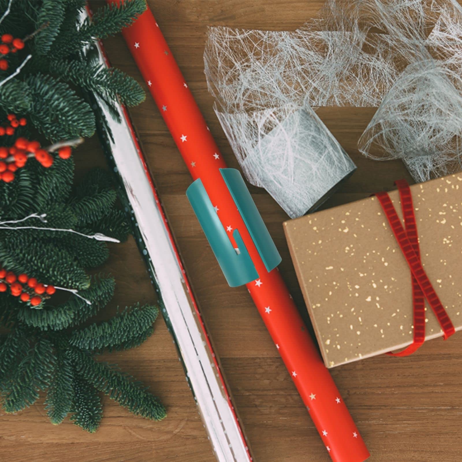 2PCS Christmas Wrapping Paper Cutter Tool Tube, Gift Wrap Cutter, Storage Rack and Dispenser with Embedded Blade, Round Lip, Safer and Easier Cutting