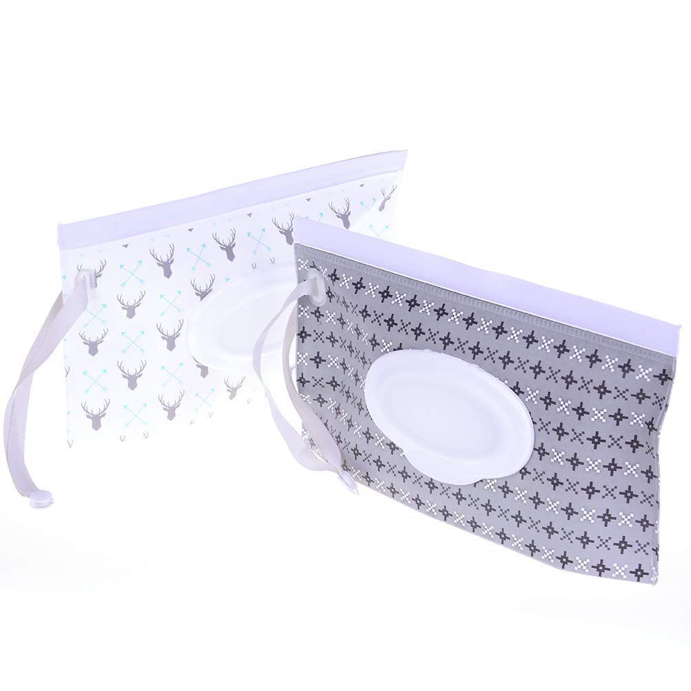 Baby Wet Wipe Pouch Bag Travel Wipes Case Reusable Refillable Wet Wipe Bag Cases Portable Travel Wipes Dispenser Wipe Pouches