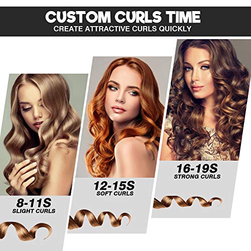 MIUOPUR Automatic Hair Curling Iron with Ceramic Ionic Barrel, Smart Anti-Stuck, Auto Rotating Hair Curling Wand with Temperature Display and Timer, Professional Hair Curler Styling Tool.