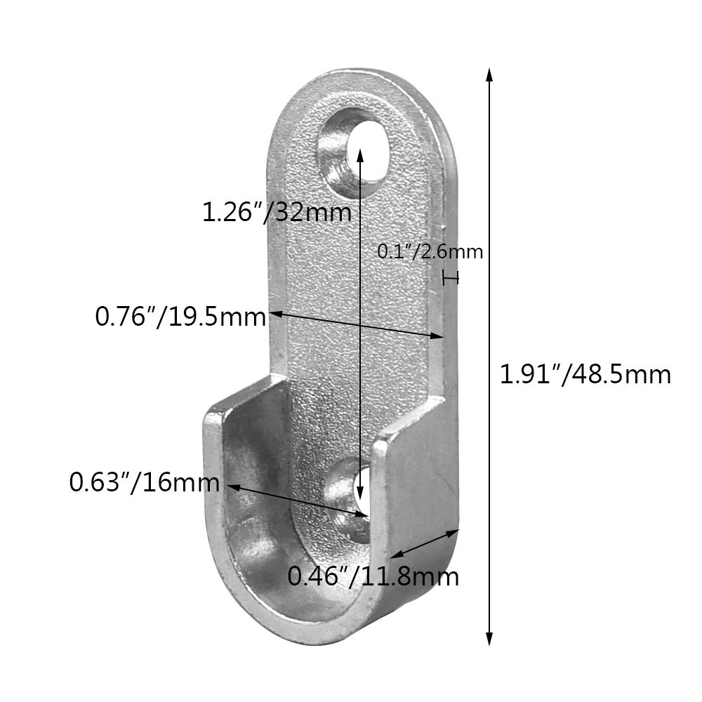 Alamic Oval Closet Rod End Supports with Mounting Screws for 15 x 30mm Rods - 12 Pack