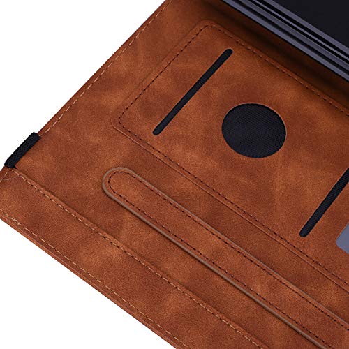 Pefcase Case for Galaxy Tab S7 Plus 12.4 inch Premium PU Leather Folio Stand Cover with Card Slot Pen Holder Multi-Angle Viewing, for Samsung Galaxy Tab S7+ Plus 2020 SM-T970/T975/T976 - Brown
