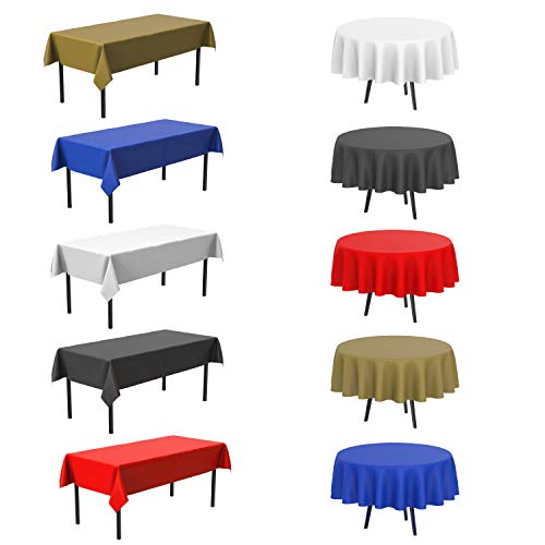 White Plastic Tablecloth Round Disposable Table Cloth (84” Inches) 4, 5, or 6 Foot Round Tables, Premium (Manteles para Fiestas) White Party Tablecloths [6 Pack]