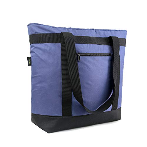 BeeGreen Cooler Bag Insulated Grocery Bags Large Freezer Shopping Cooler Tote for Travel Groceries Beach Thermal Food Delivery Bag to Keep Frozen Food Cold and Hot Food with Zipper Navy Innovations