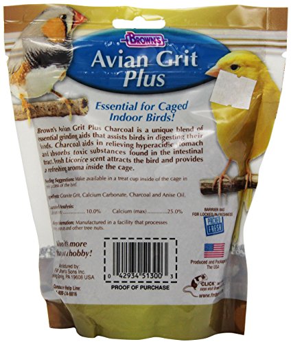 Brown's Avian Grit Plus Digestive Aid for Finches and Canaries with Licorice Scent, 20-Ounce