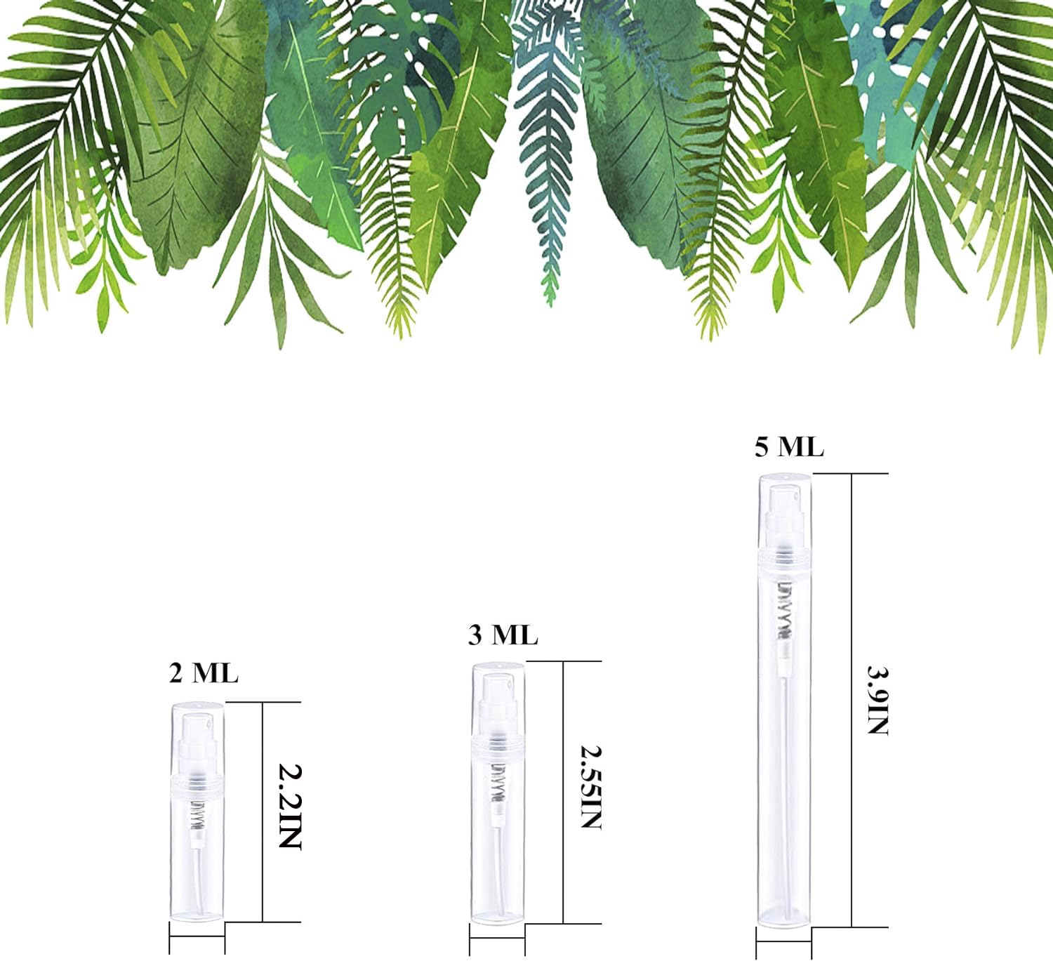 Csdtylh Mini Spray Bottle 100PCS 2ML Clear Plastic Empty Sample Containers Fine Mist Perfume Travel Refillable Spray Bottle Perfume Atomizer Small Travel Size Spray Bottle for Cleaning, Essential Oils