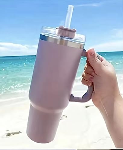 Aesthetic Adventure Quencher 40oz Stainless Steel insulated Tumbler with Handle and Straw - Lavender
