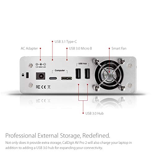 CalDigit AV Pro 2 Storage Hub USB C 5Gb/s External Drive - Charge up to 30W, 2016 MacBook, MacBook Pro, Thunderbolt 3 PC Compatible (6TB)