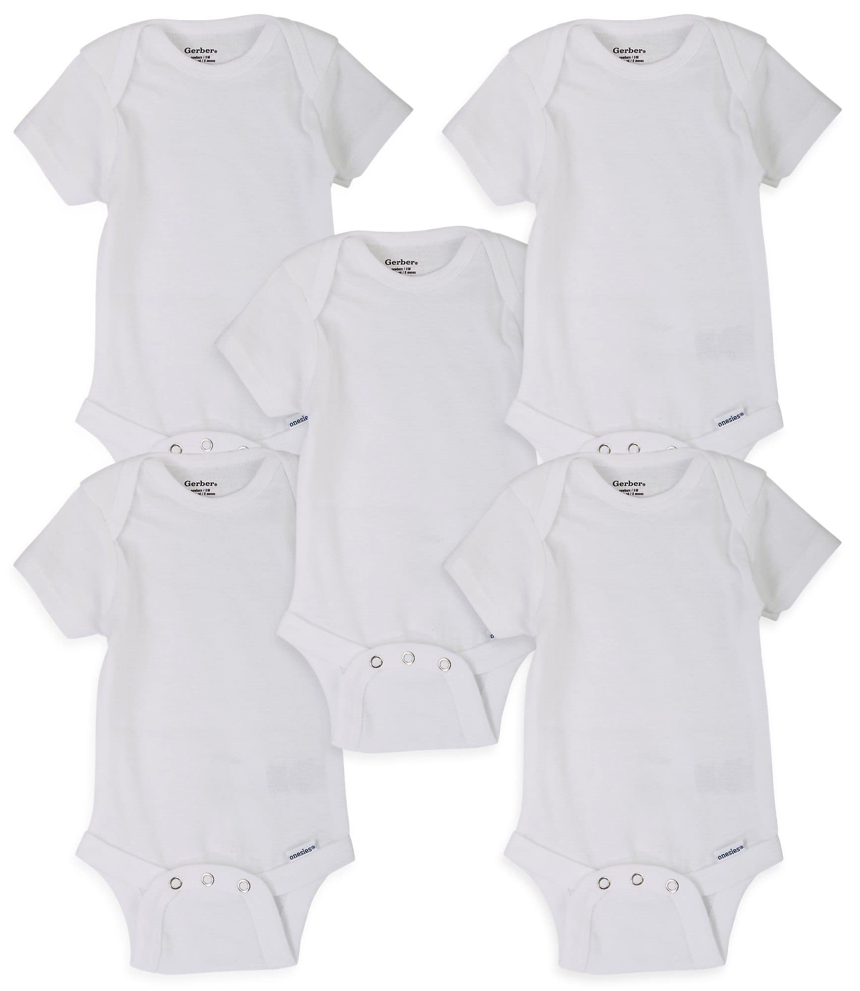 Gerber 18 5Pk White Onesies - (Packaged) 0-3M White