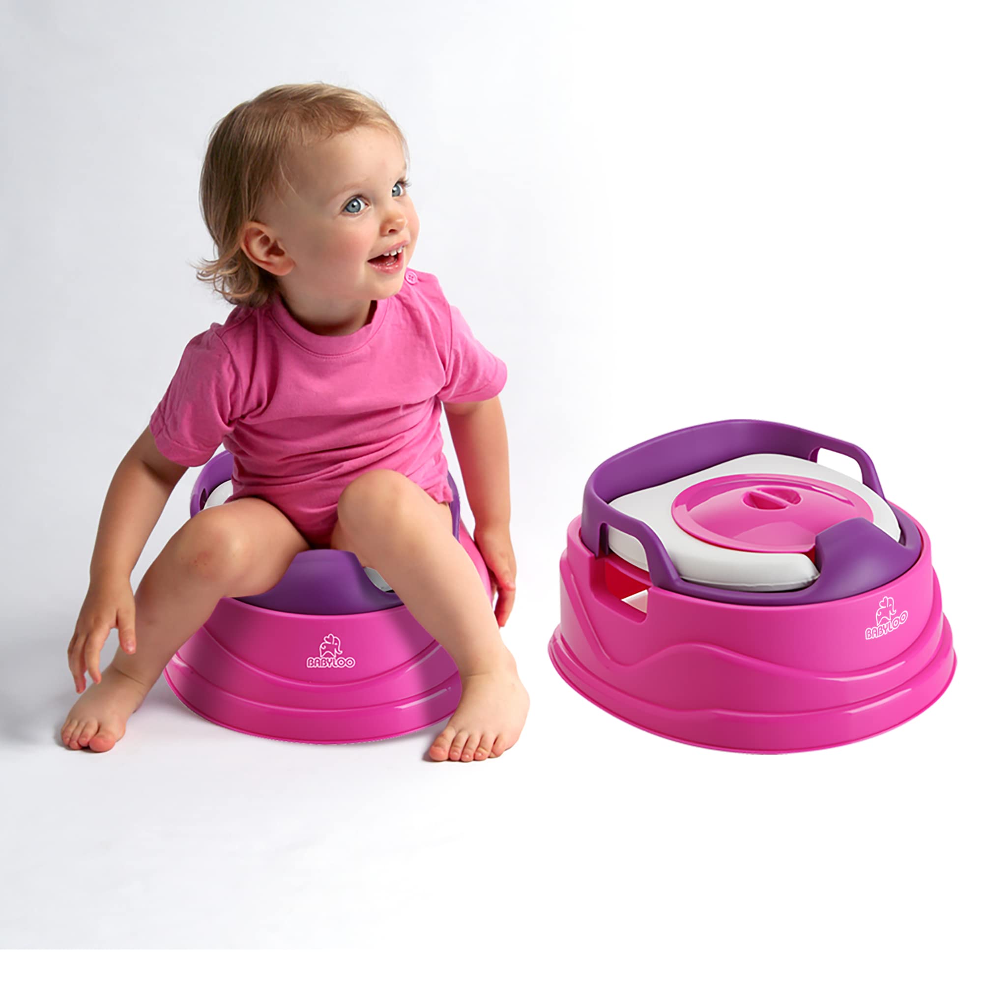 Babyloo 3 In 1 Bambino Booster Potty Training System with Free Standing Potty, Step Stool, and Toilet Mount for 1 to 6 Year Olds, Blue and Green