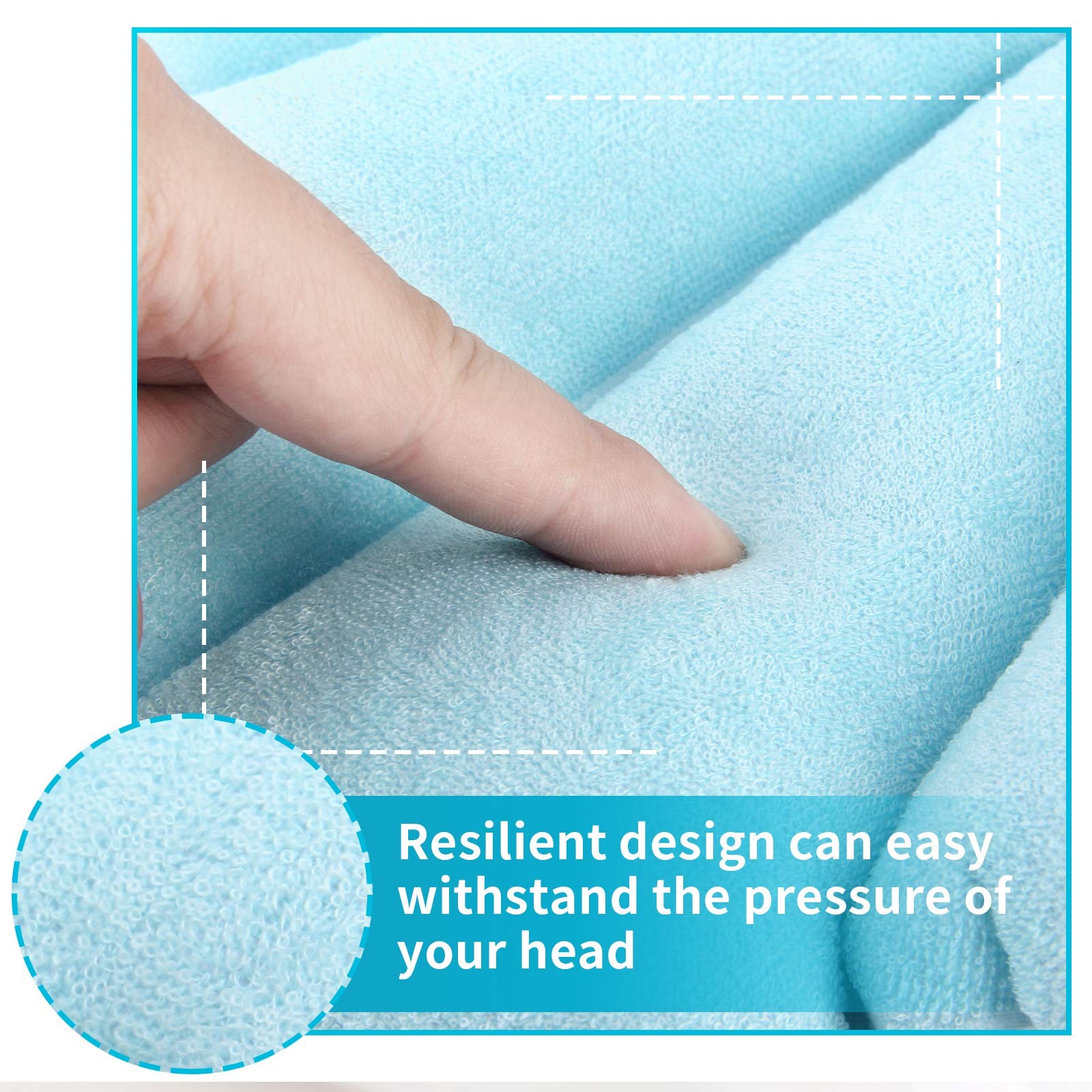 sansheng Inflatable Bath Pillow,Bath Pillows for Tub (10x12inch) Bathtub Pillow Headrest Terry Cloth with Suction Cups Inflated Neck Support for Bathtub（Pink and Blue） 2 Pack