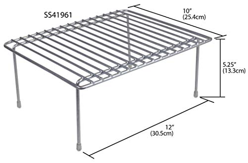 Home Basics Heavy Weight Vinyl Coated Steel Helper, Smart Kitchen Cabinet Corner Storage Shelves and Raised Counter Shelf Racks Organizer (3, SMALL SHELF)