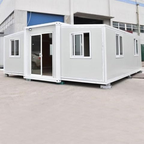 20FT Prefab Container House, 2 Bedroom, Steel Portable Villa with Bathroom, Hurricane-Proof, Waterproof & Insulated, 20ft