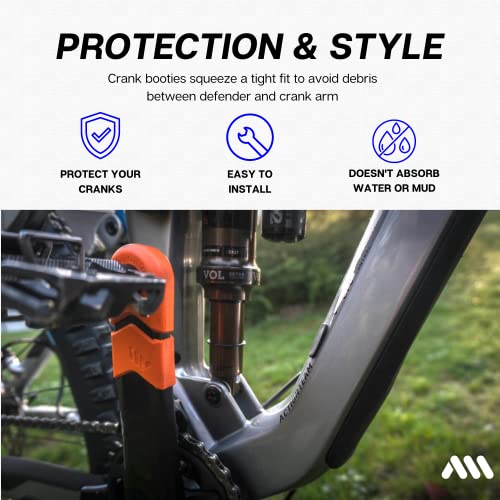 All Mountain Style Crank Defender – Crank Boot Protector Supports High Impact and Scratch Protection - Crankset Cover Sleeve Arm Helps Protect And Style Your Bikes Crank Arm (Black Boots)
