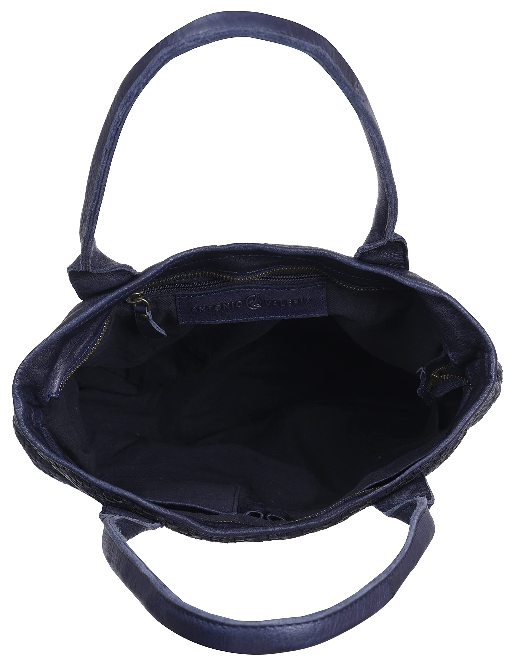 ANTONIO VALERIA Alice Blue Braided Washed Leather HandBag for Women