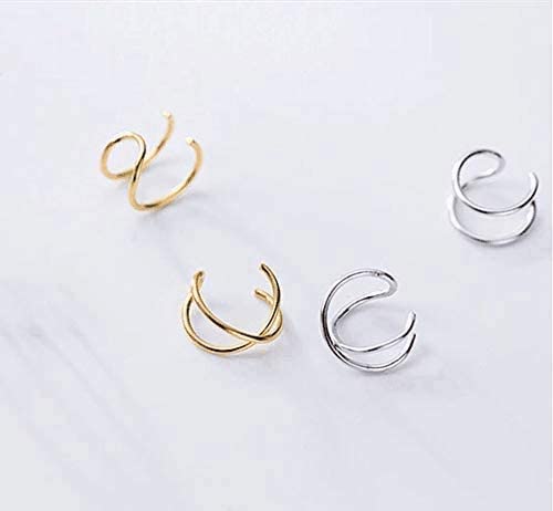 2PCS S925 Sterling Silver Ear Cuff No Pierce Ear Cuffs Minimalist Cuff Earrring Fake Cartilage Earring for Women(sliver)