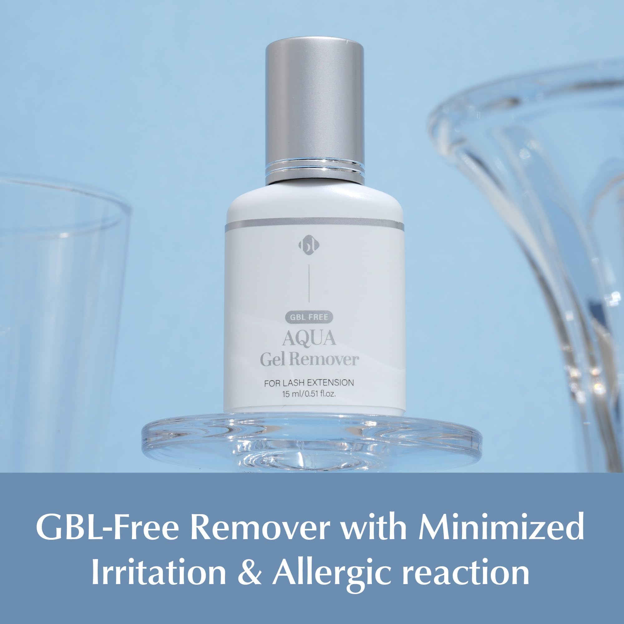 BL Lashes Gel Lash Glue Remover For Eyelash Extension, Alcohol Acetone GBL Free, Low Irritation, Suitable for Sensitive Skin, Fast Action Dissolves Strong Glue in 2 Minutes, 0.51 oz
