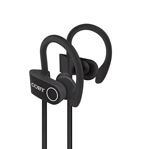 Coby Bluetooth Headphones Running Headphones w/5 Hrs Playtime, Wireless Sports Earphones Sweatproof Earbuds in-Ear for Workout, Gym with Microphone (Black)