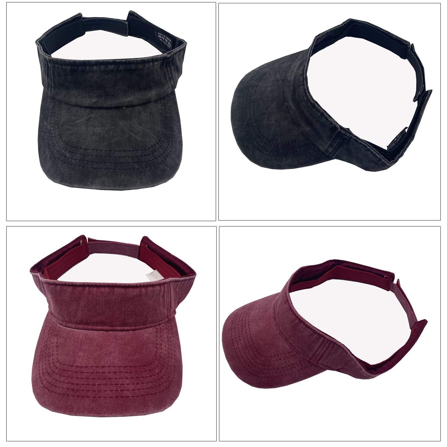 2PCS Sun Visors Hats for Women & Men Adjustable Sports Caps for Golf Running Summer Beach (Leopard)