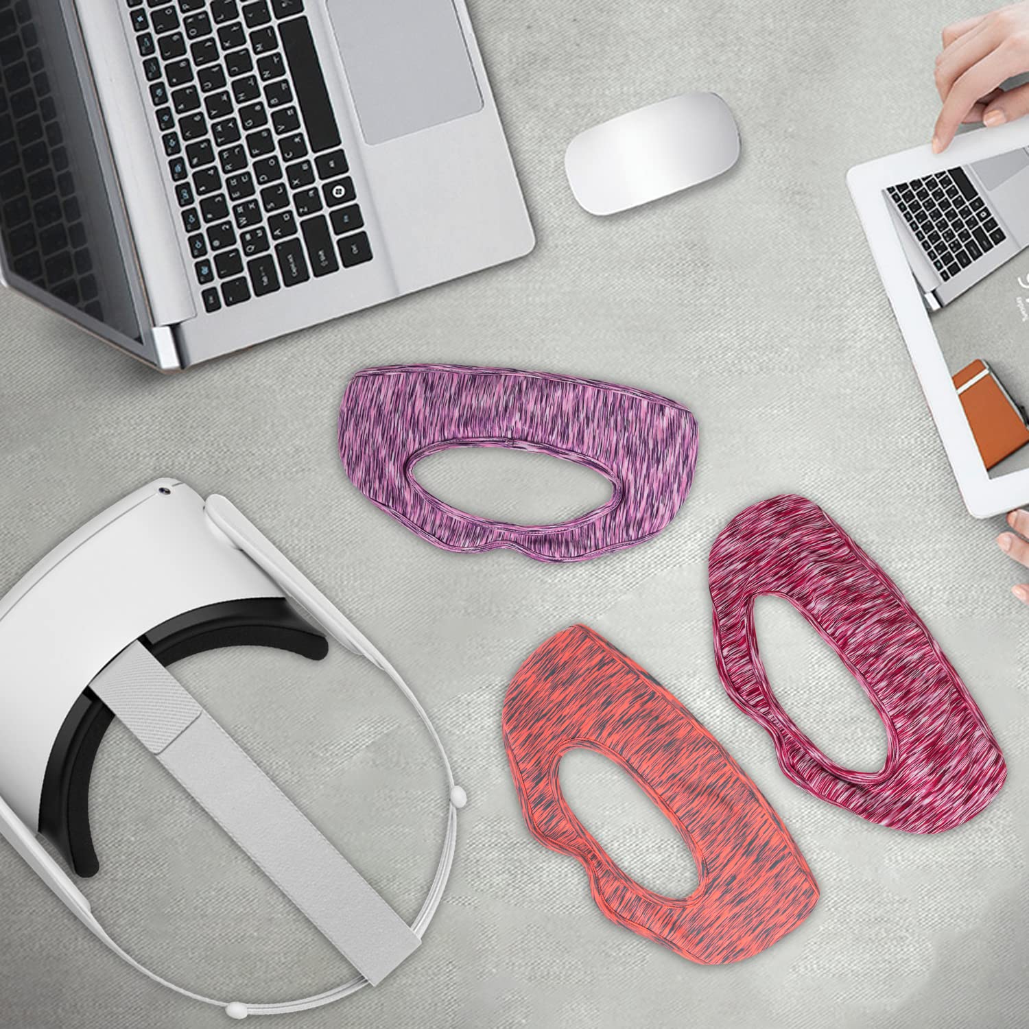 3 Pack Ermorgen Sweat Guard Band Compatible for Oculus Quest 2, Breathable VR Mask Elastic Adjustable Face Cover Home Sweatband Headband Accessories Enhanced Workouts Supernatural Gaming Experience