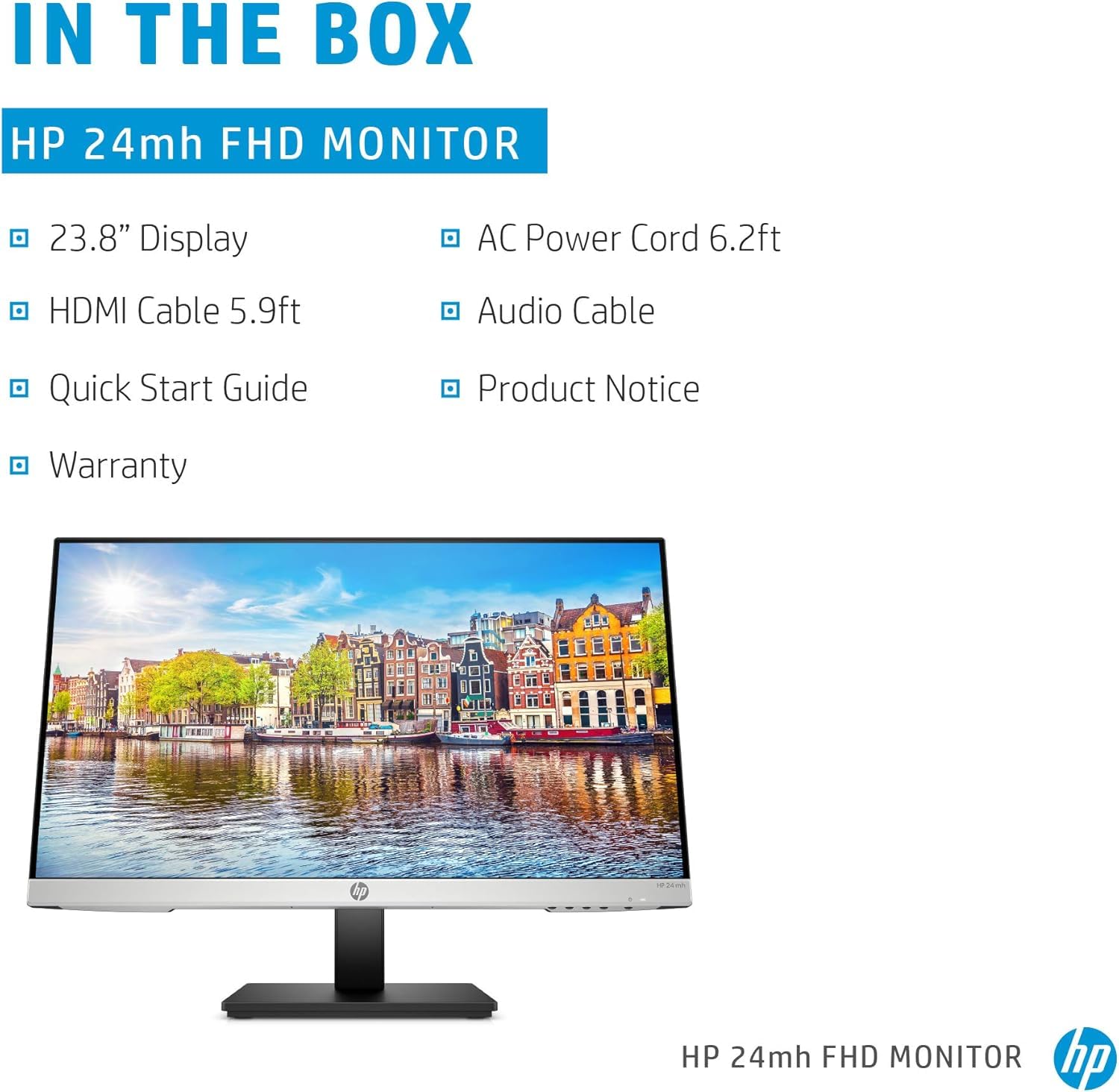 HP 24mh FHD Monitor 23.8-inch IPS Display 1080p Built-in Speakers and VESA Mounting Height/Tilt Adjustment 1D0J9AA#ABA (Renewed)
